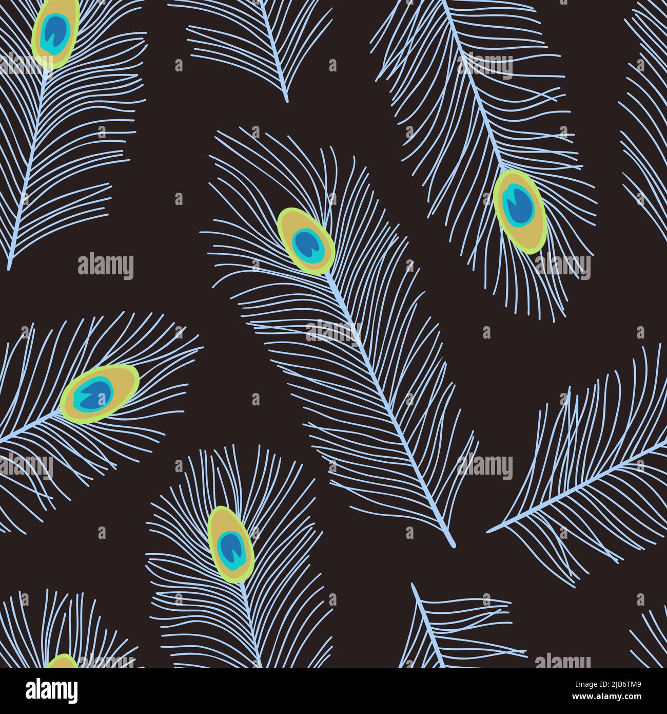 Aeathetic peacock feathers seamless pattern. Tropical bird feathers ...