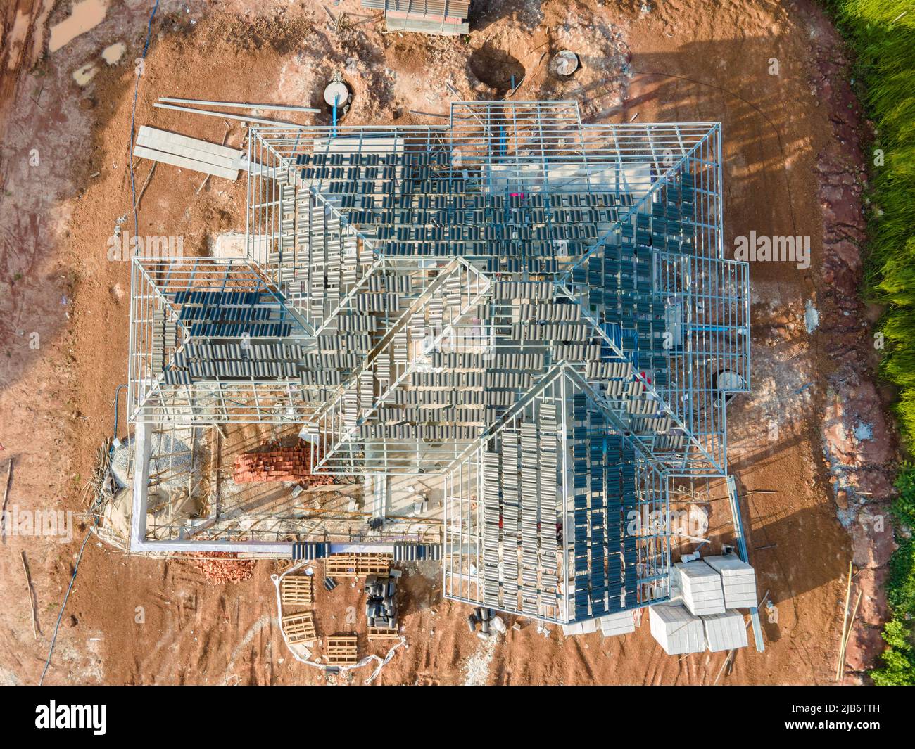 Top view of During the preparation before roofing of concrete or CPAC ...