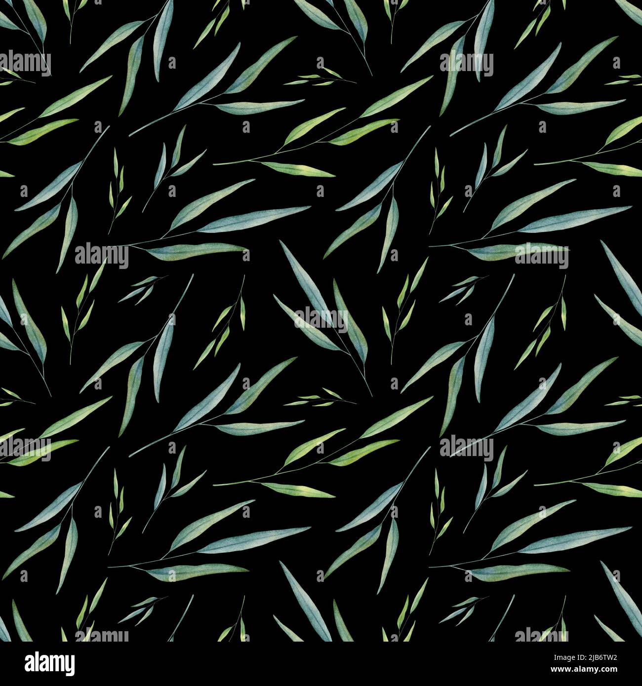 Field grass seamless pattern. Hand drawn watercolor greenery ...