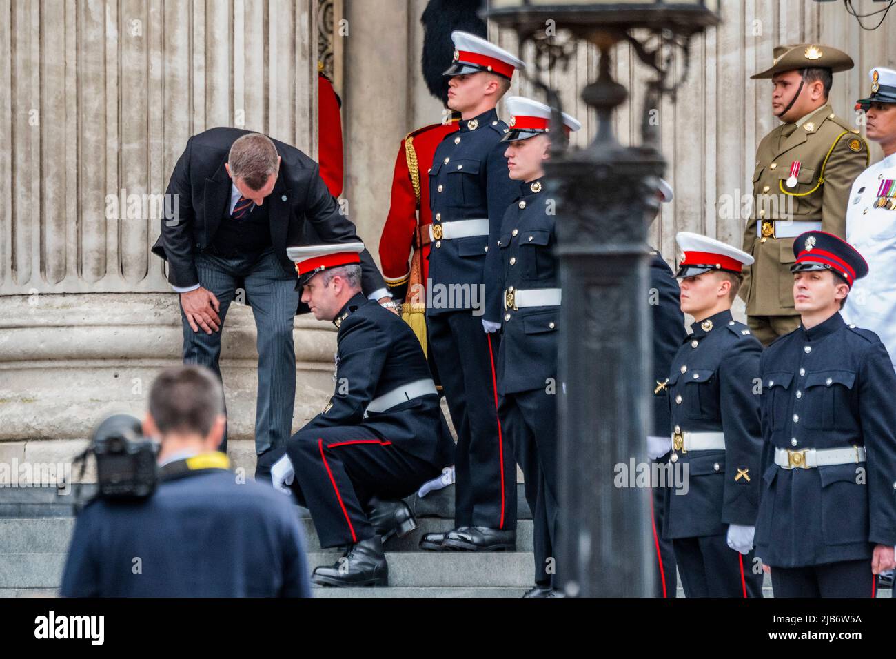 London, UK. 3rd June, 2022. A Royal Marine feels faint - The service of ...