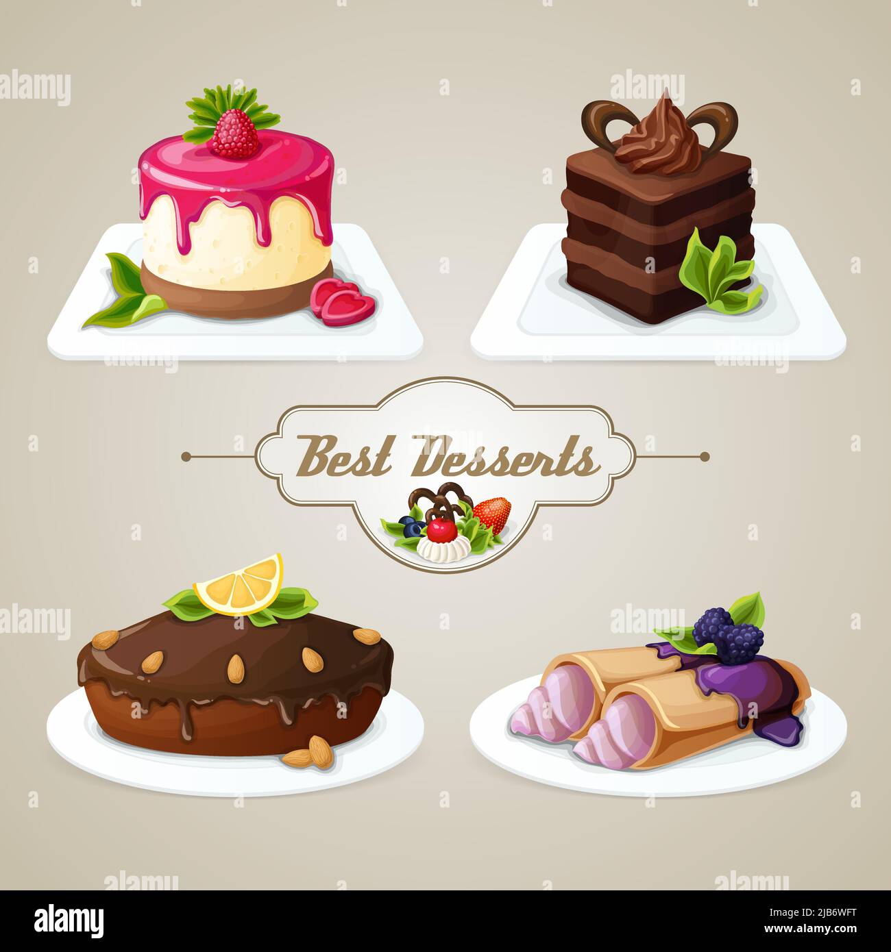 Decorative sweets food best dessert set of crepes cheesecake layered ...