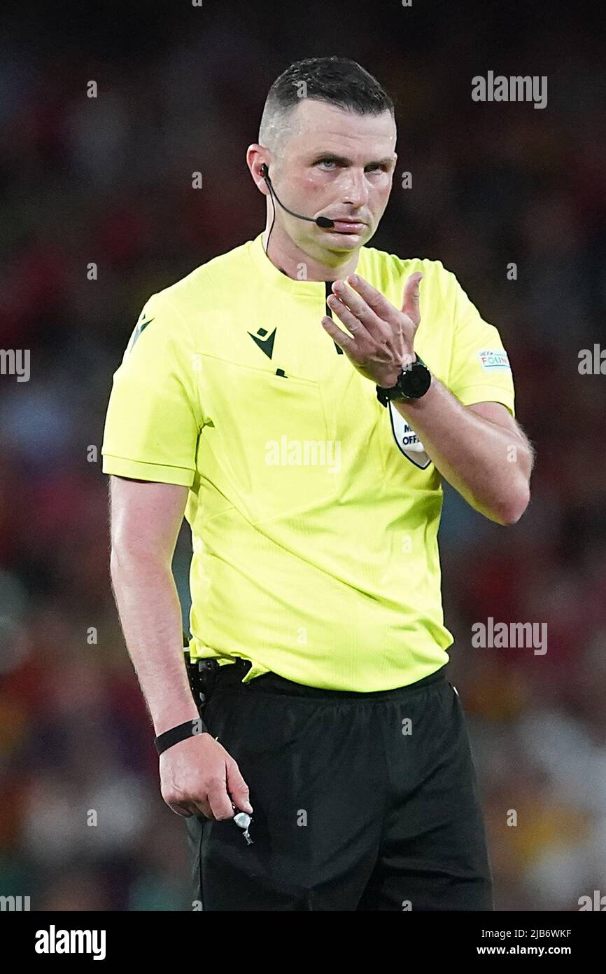 English referee Michael Oliver during UEFA Nations League 2023 League ...
