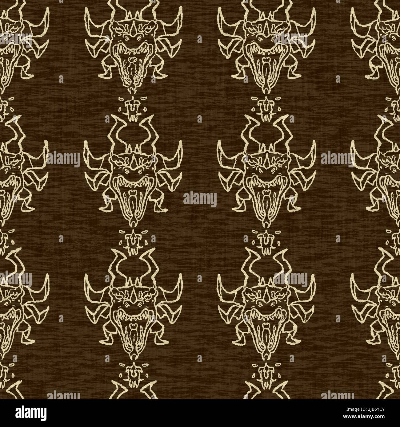 Dragon linen effect texture seamless pattern. Woven mythical beast for ...