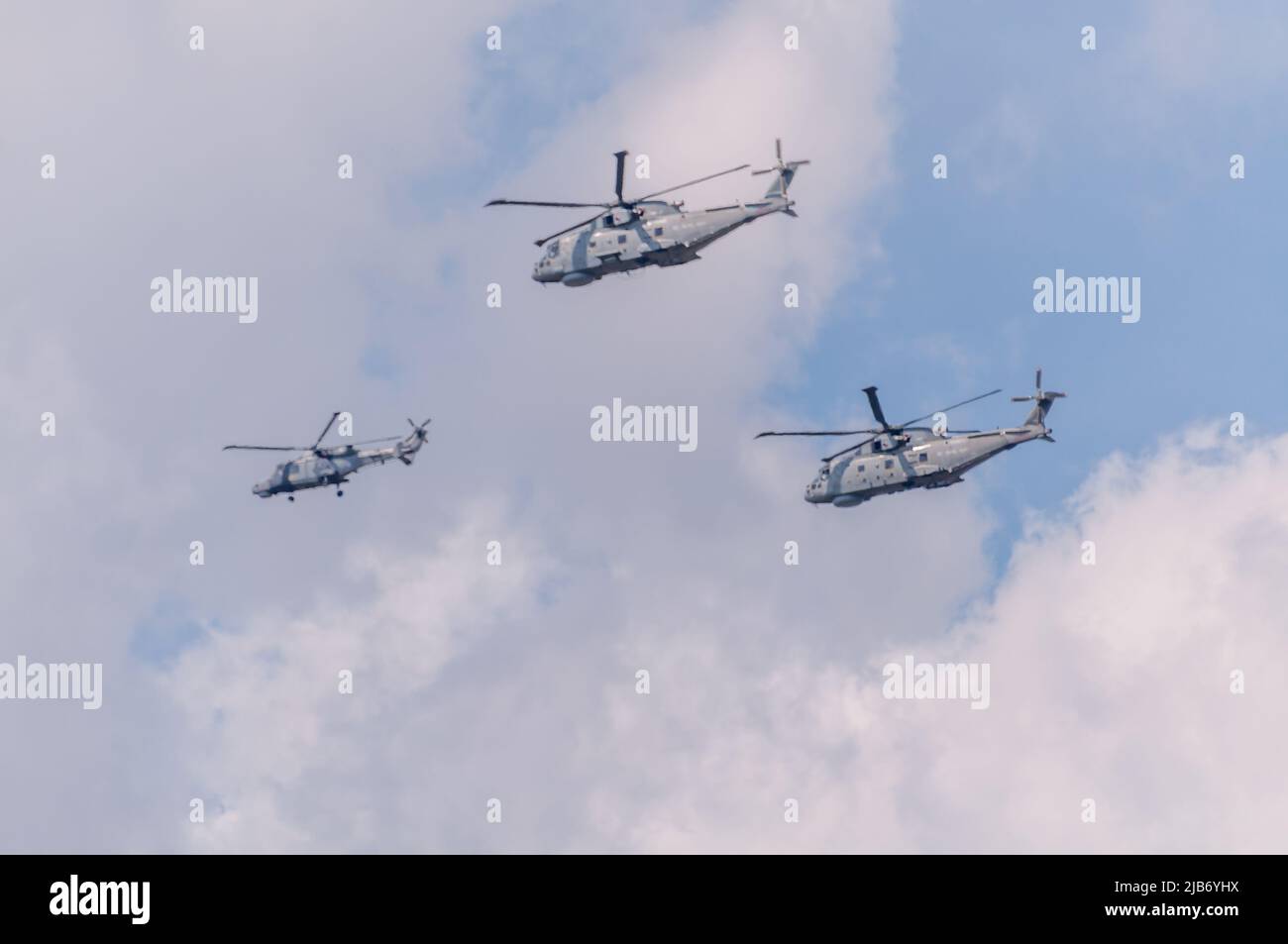Royal Air Force aircrafts perform a fly-past during the celebration of ...