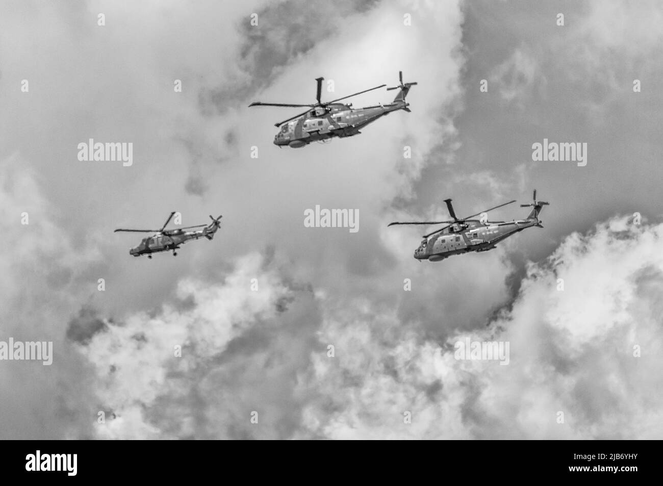 Royal Air Force aircrafts perform a fly-past during the celebration of ...