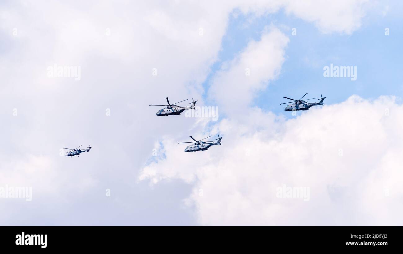 Royal Air Force aircrafts perform a fly-past during the celebration of ...