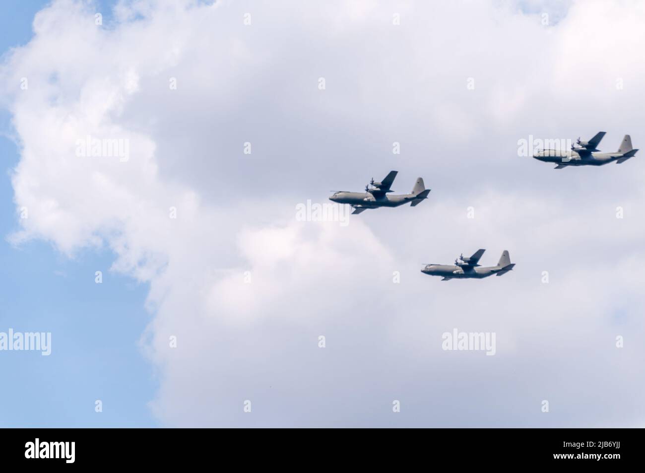 Royal Air Force aircrafts perform a fly-past during the celebration of ...