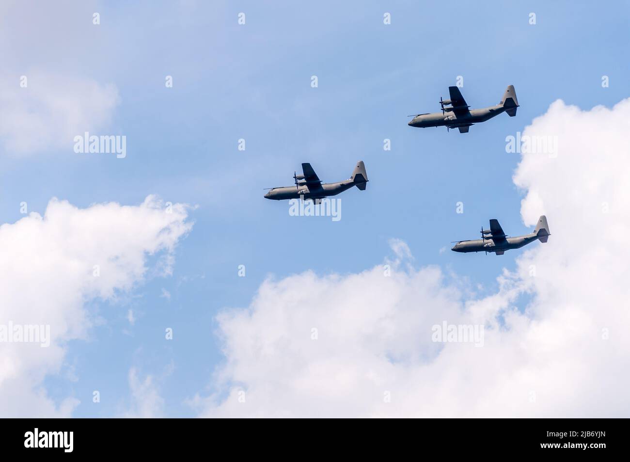 Royal Air Force aircrafts perform a fly-past during the celebration of ...