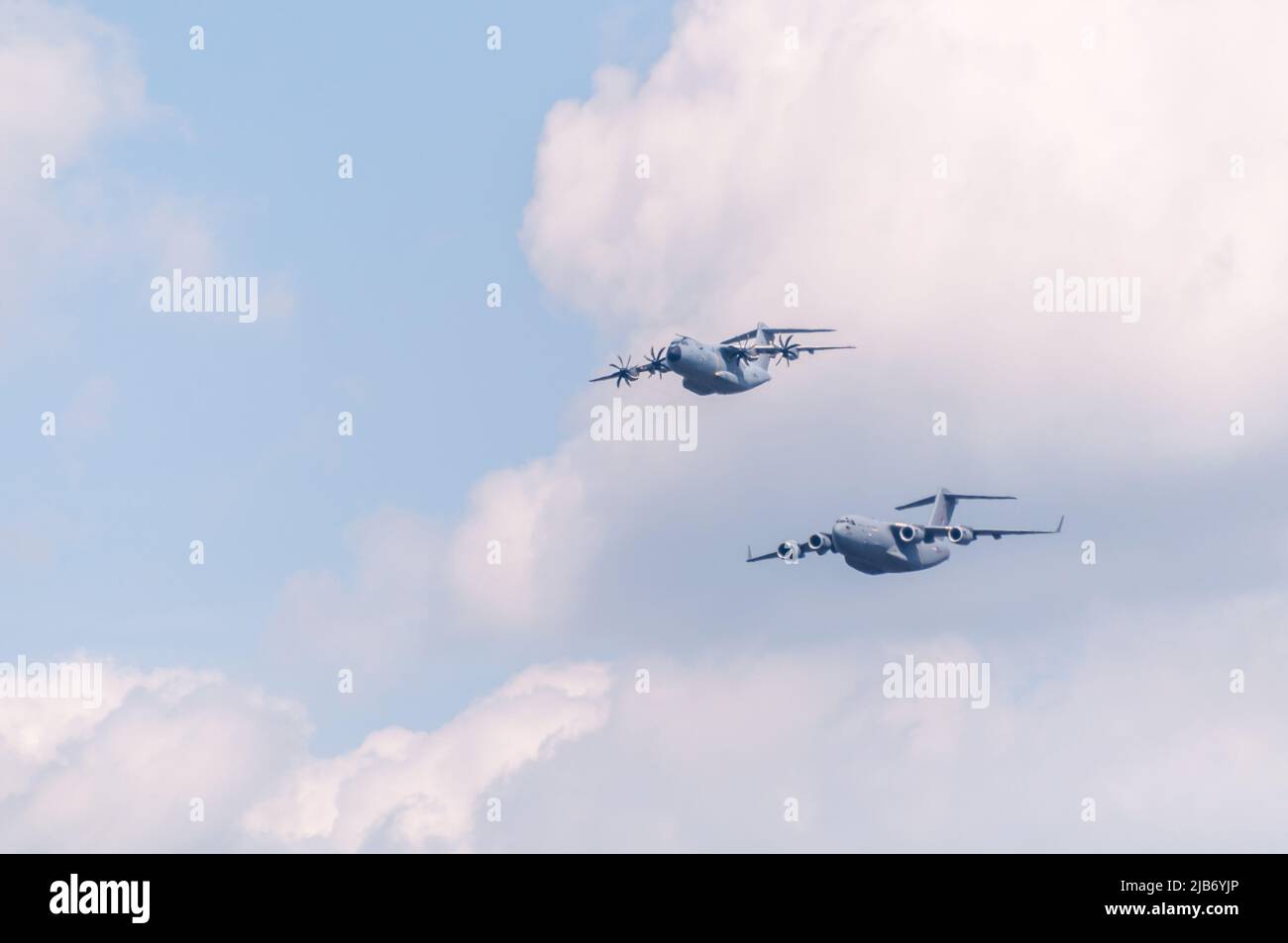 Royal Air Force aircrafts perform a fly-past during the celebration of ...