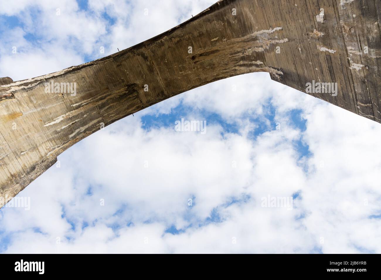 Under the arch of the first concrete bridge to be built for the ...