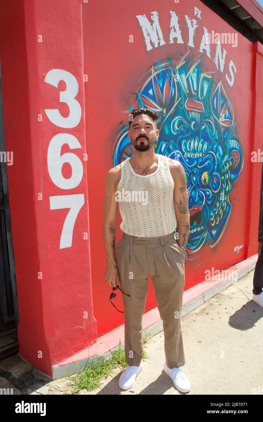 MIAMI, FL - JUNE 2: Clayton Cardenas attends the unveiling of a "MAYANS ...