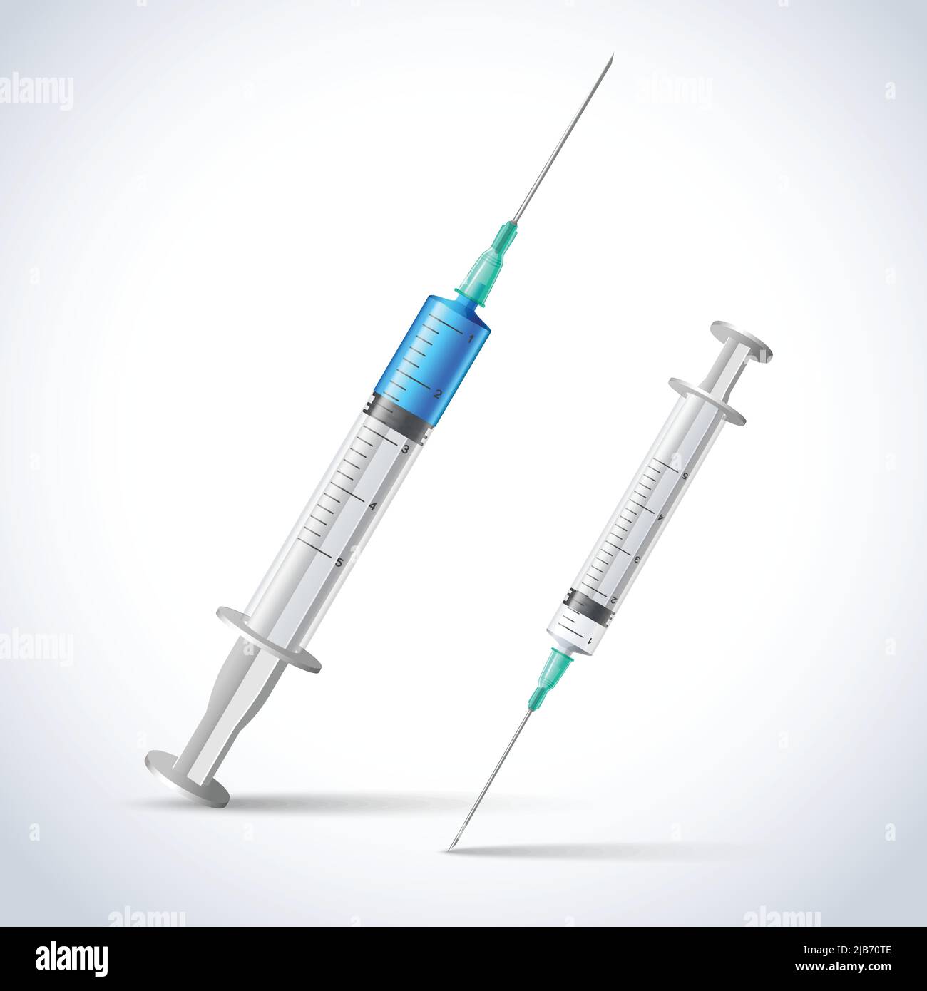 Realistic injection vaccine syringes medicine health care emblem vector ...