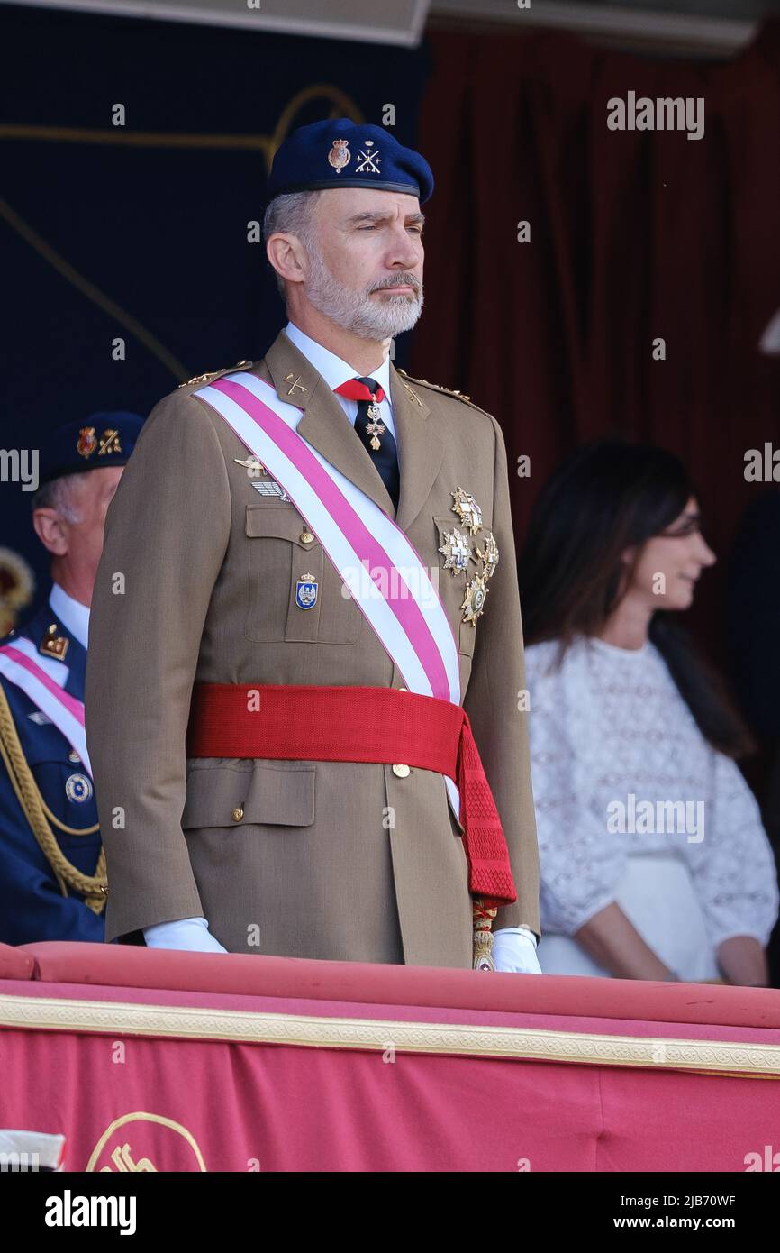 King Felipe VI of Spain attends the Royal Guards Flag ceremony at the ...