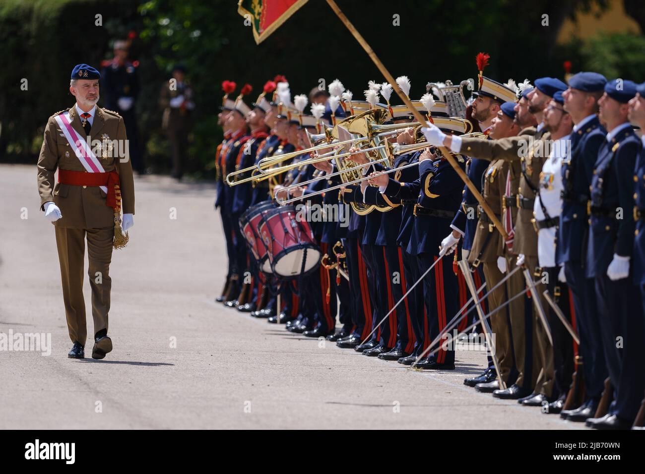 King Felipe VI of Spain attends the Royal Guards Flag ceremony at the ...