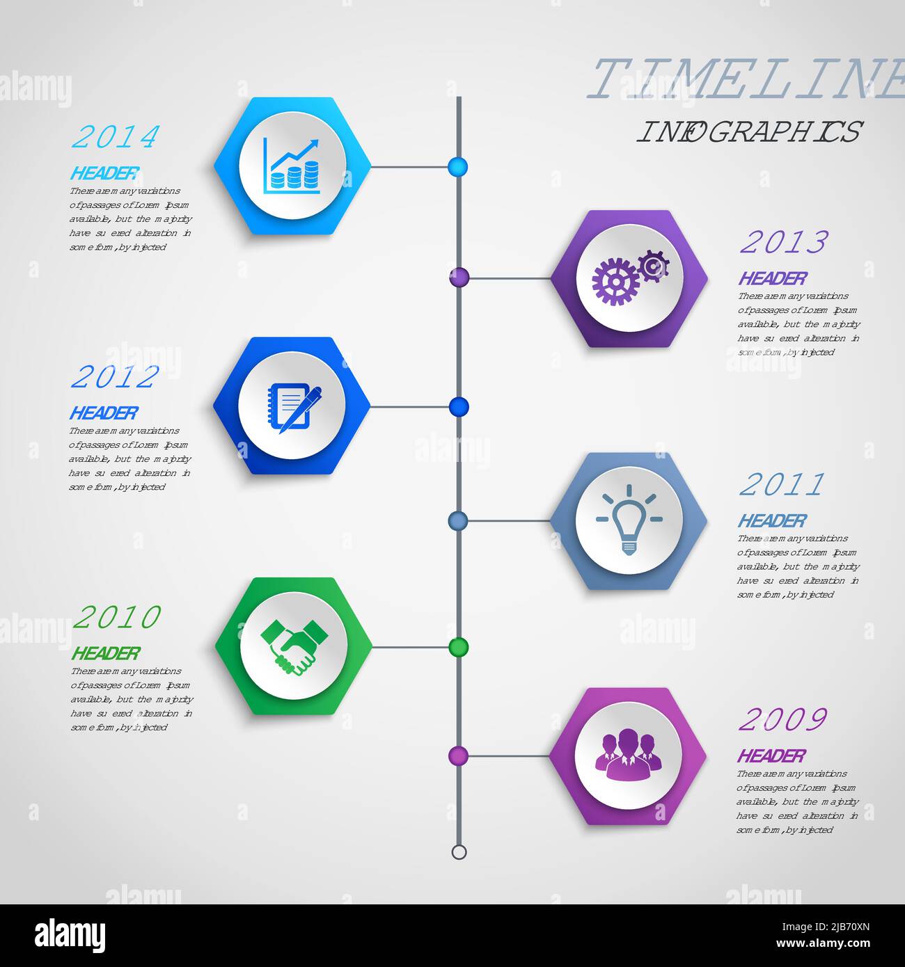 Abstract paper timeline infographics design template with hexagon ...