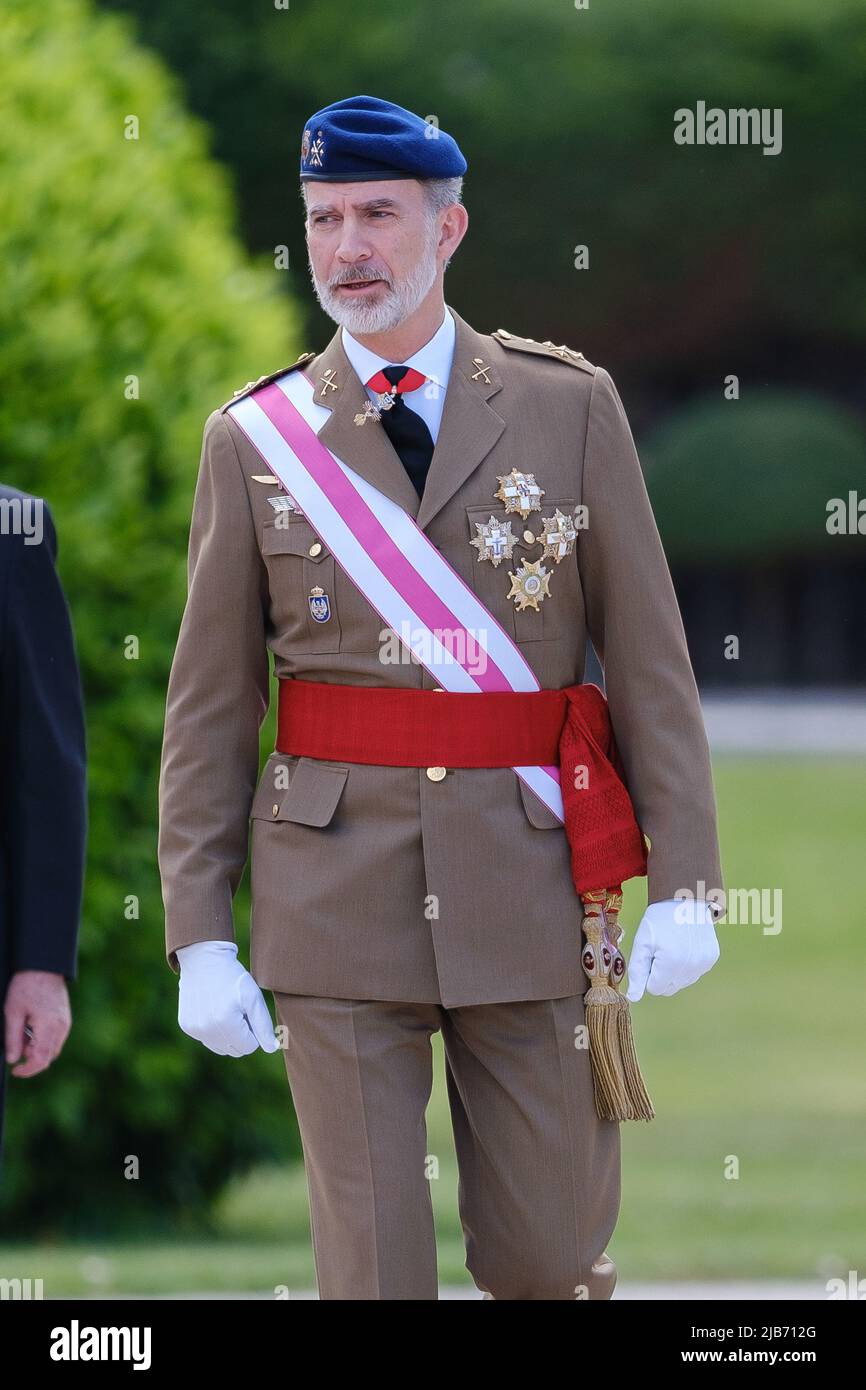 King Felipe VI of Spain attends the Royal Guards Flag ceremony at the ...