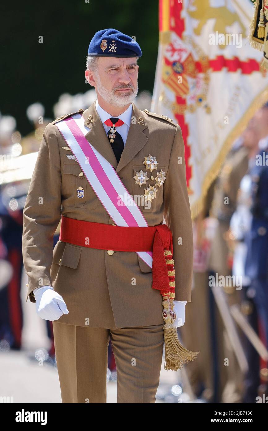 King Felipe VI of Spain attends the Royal Guards Flag ceremony at the ...