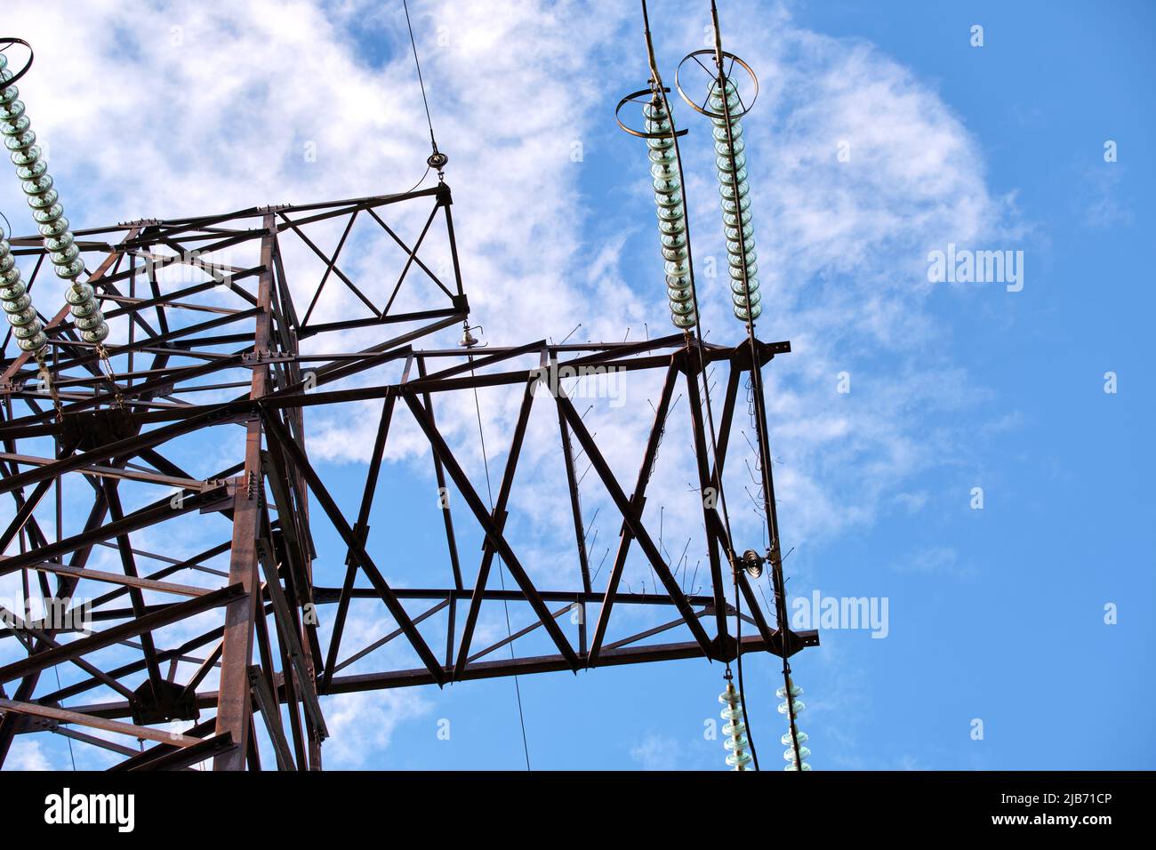 High voltage insulation string on steel pillar with electric power ...