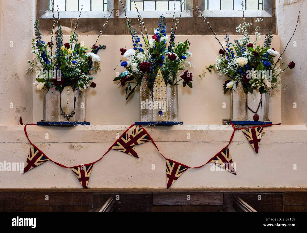 Jubilee Flowers at All Saints Church, East Budleigh Stock Photo - Alamy