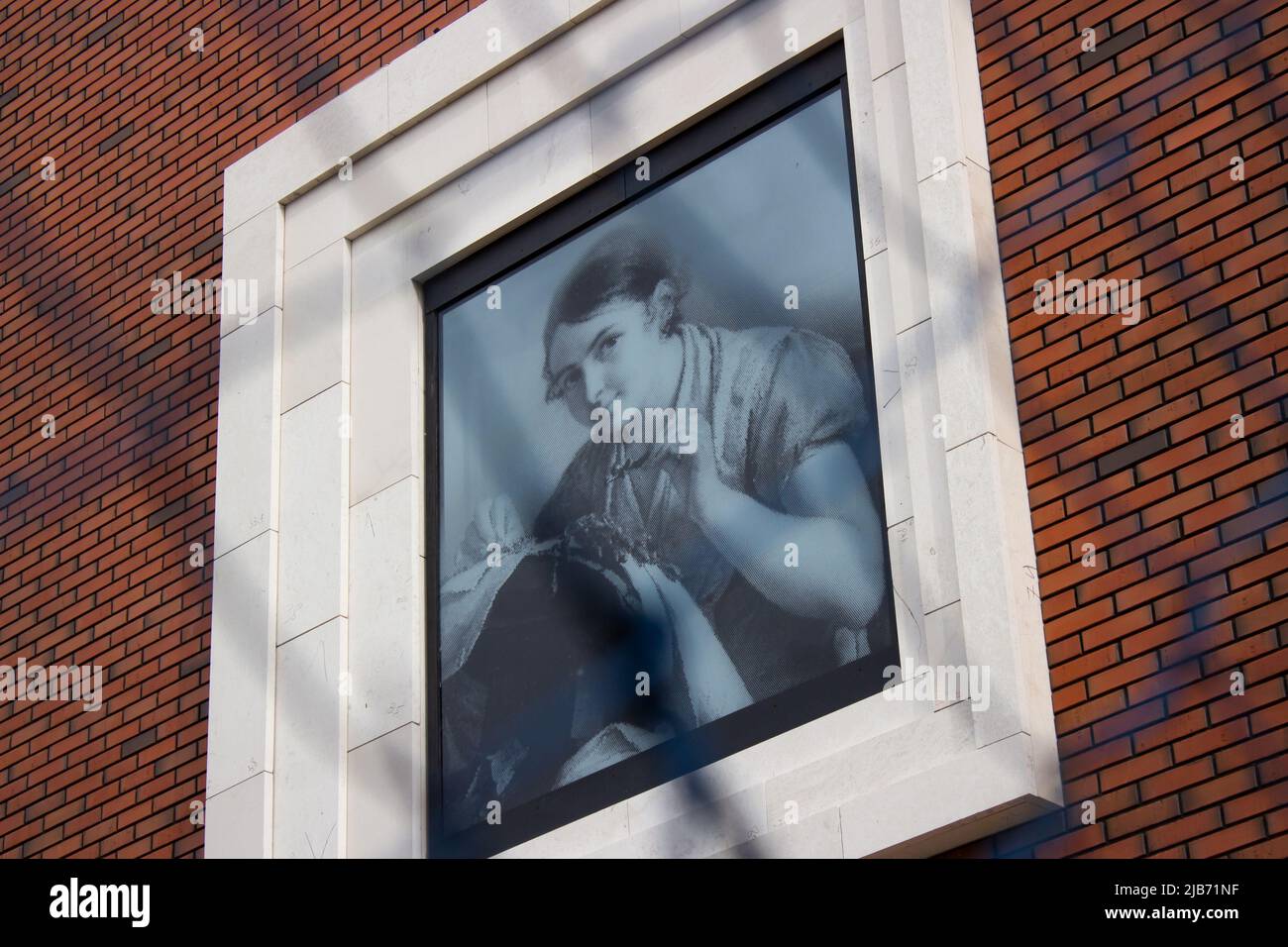 A painting is seen on the façade of the new building of the Tretyakov ...