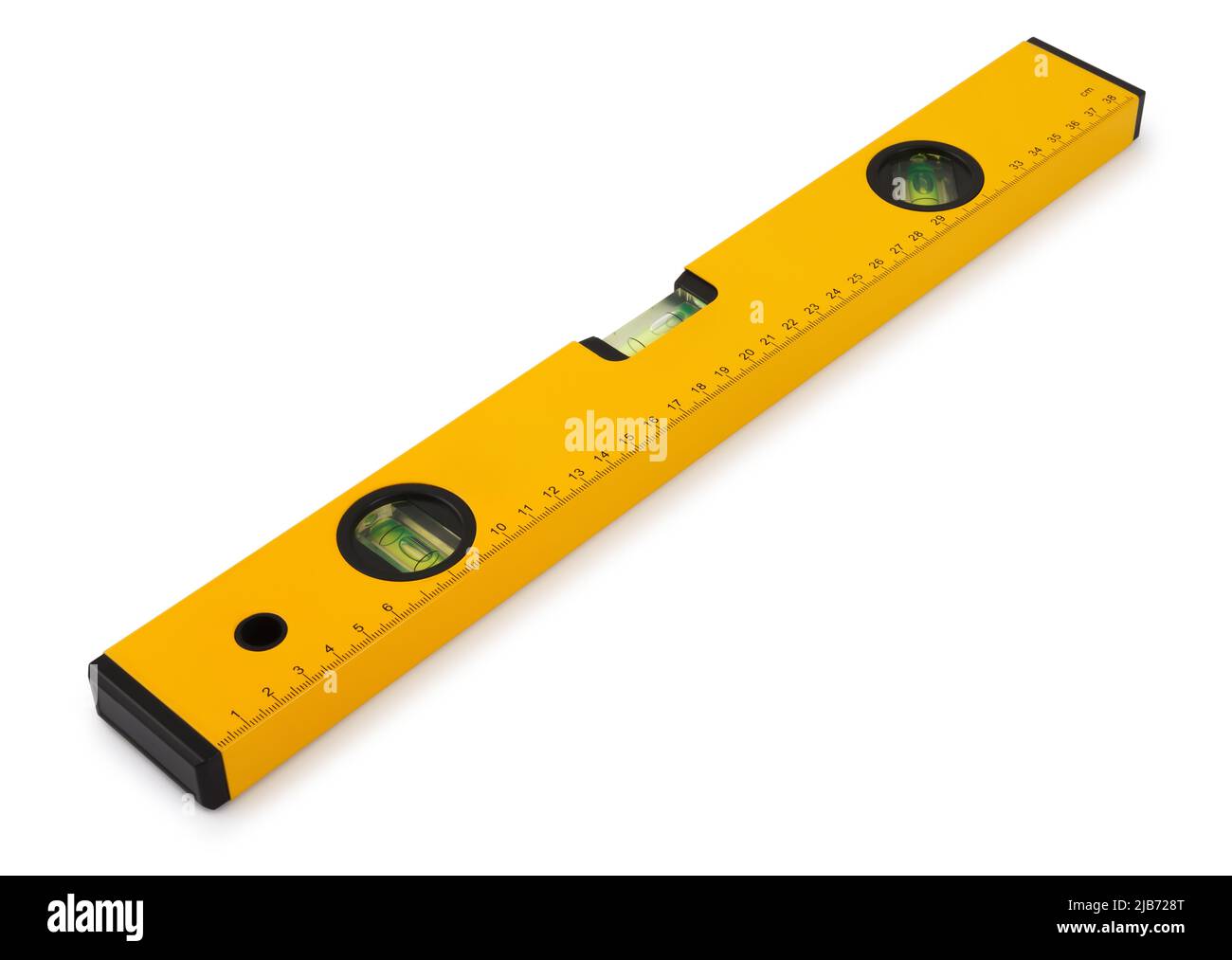 yellow Spirit level isolated on white background Stock Photo - Alamy