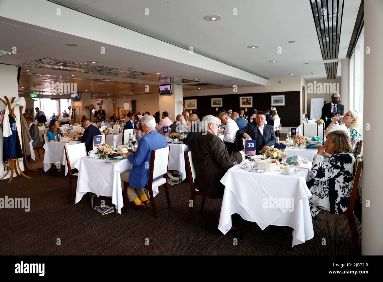 Racegoers in the Chez Roux restaurant on Ladies Day during the Cazoo ...
