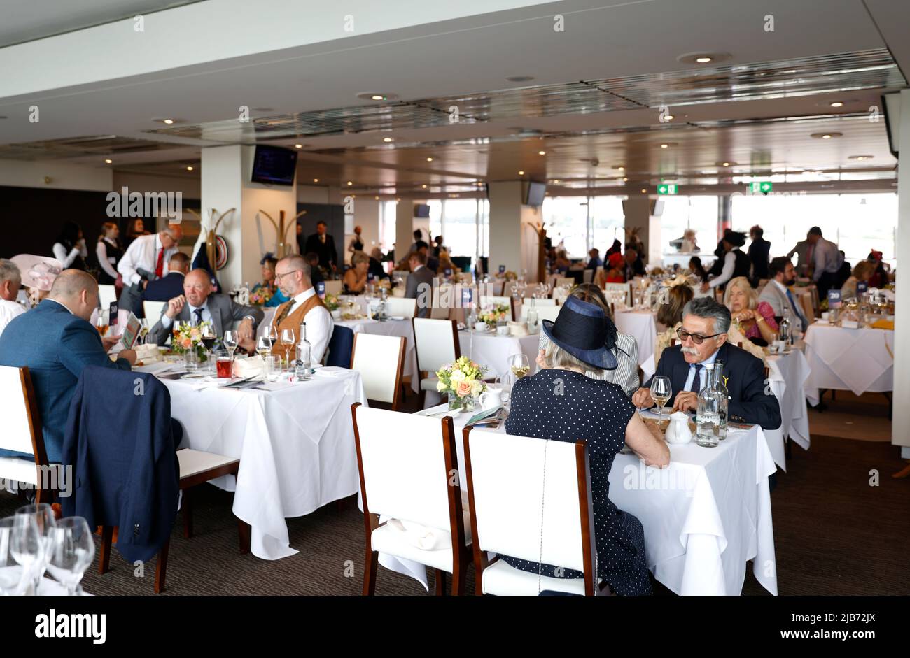 Racegoers in the Chez Roux restaurant on Ladies Day during the Cazoo ...