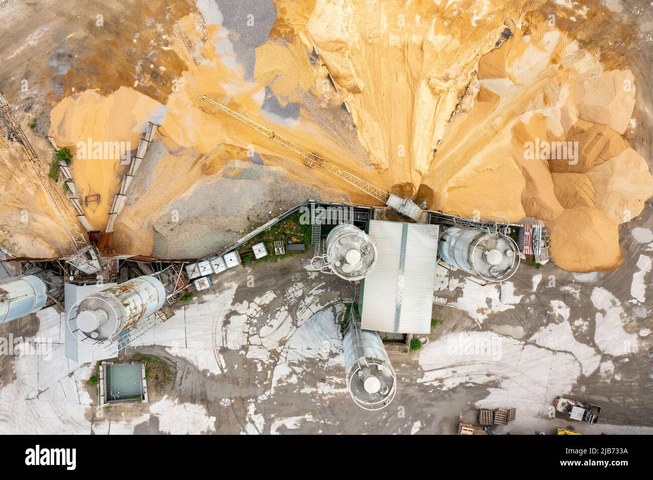 Cement Factory. Concrete Elements. Aerial View of Industrial Place ...