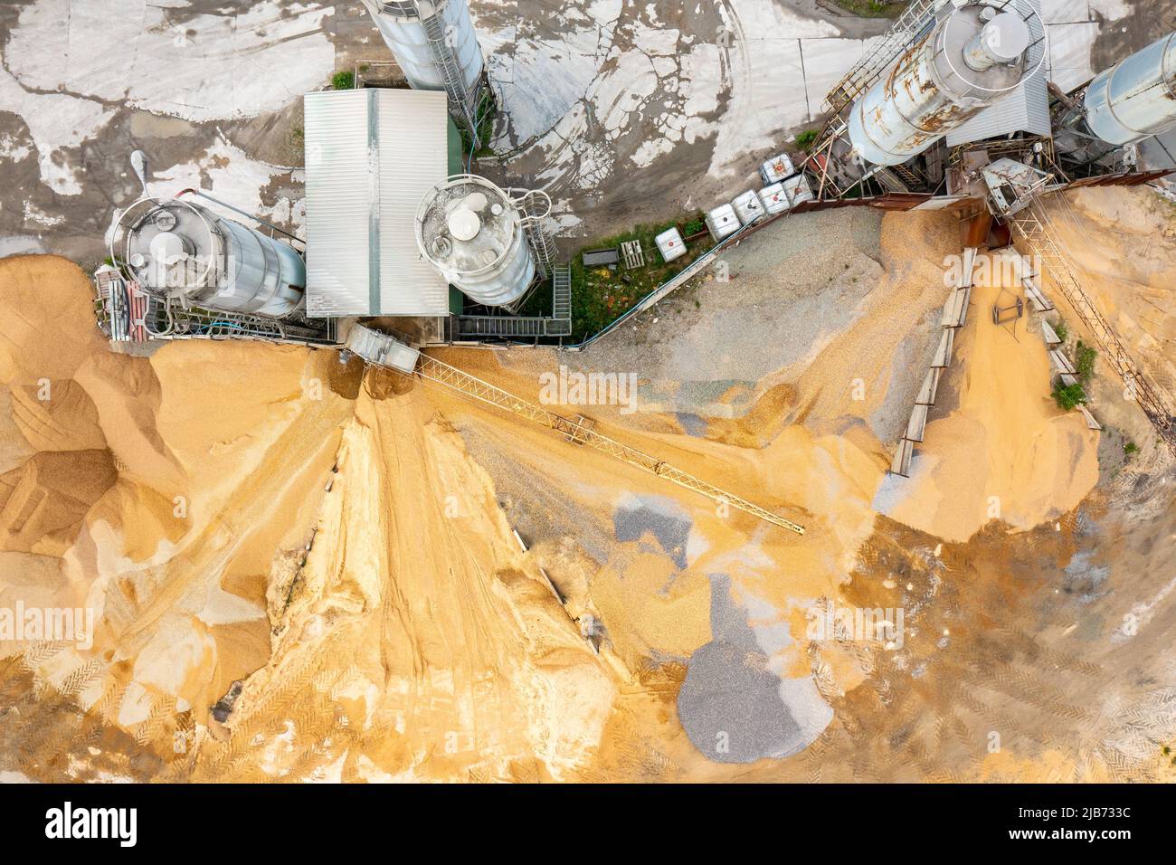 Cement Factory. Concrete Elements. Aerial View of Industrial Place ...