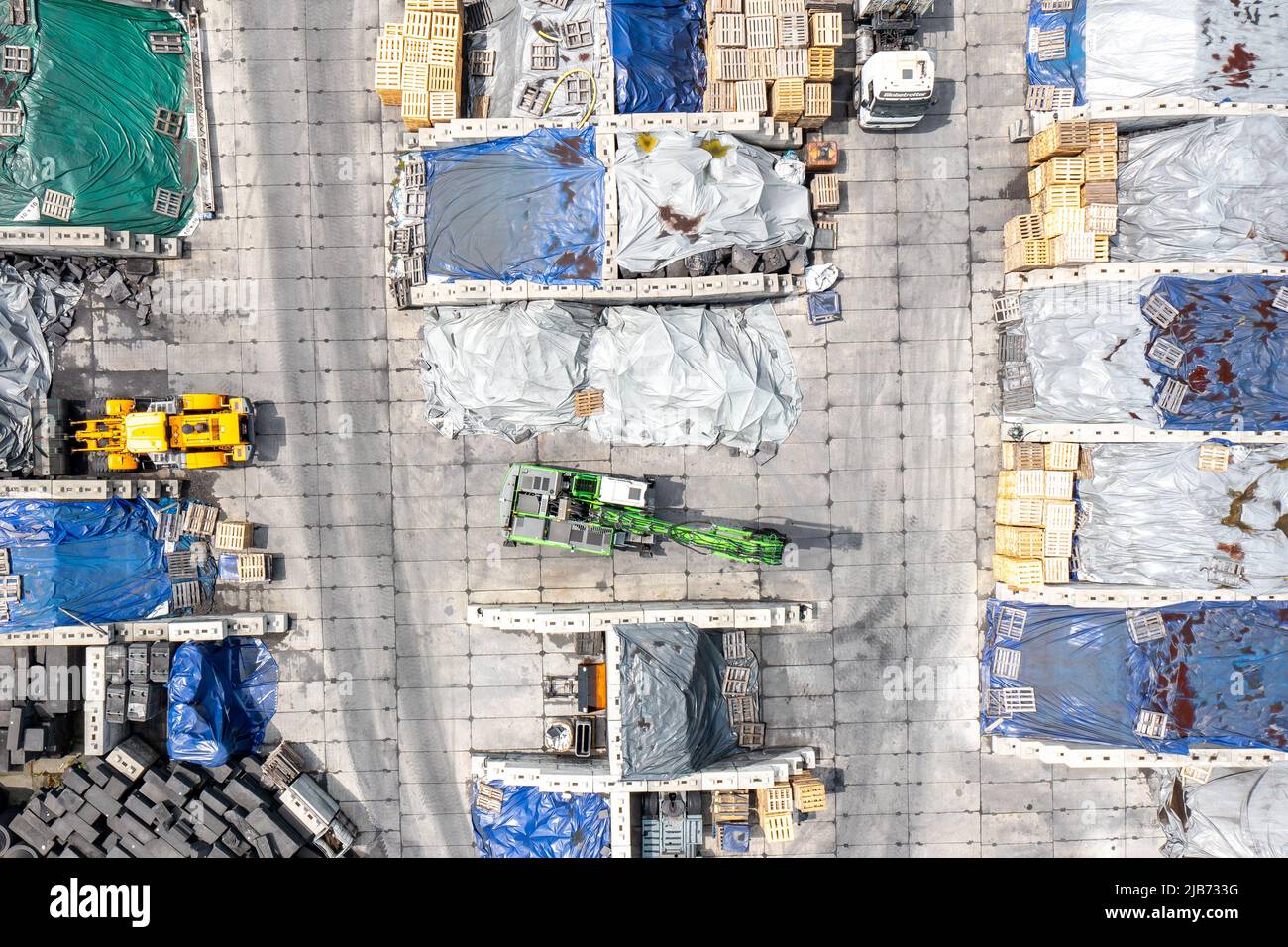 Aerial view of Scrap Storage. Industrial Background. Straw Recycling ...