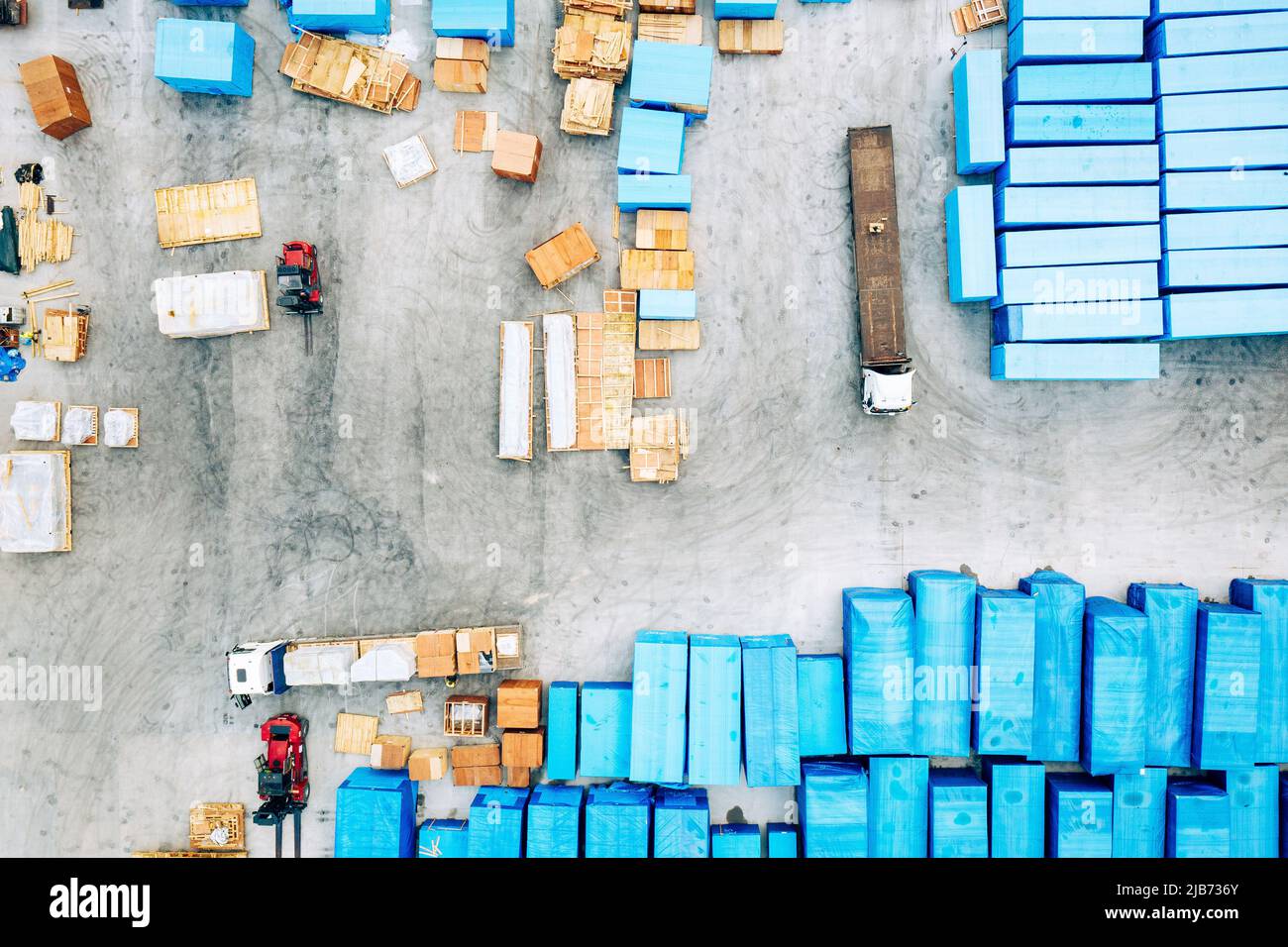 Industrial Storage Place Construction Elements. Aerial View of ...