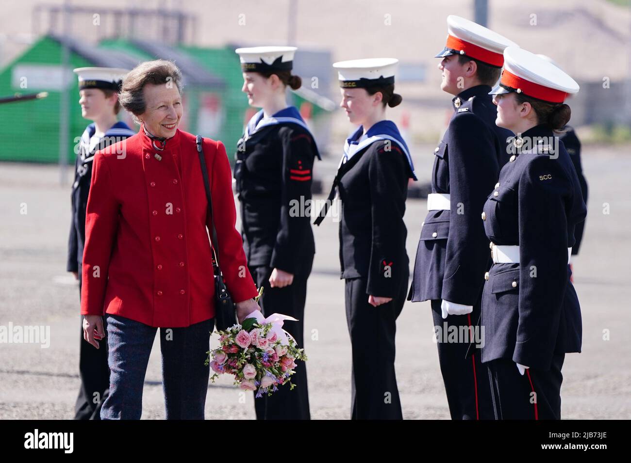 The Princess Royal meeting Sea Cadets during her visit to HMS Albion in ...