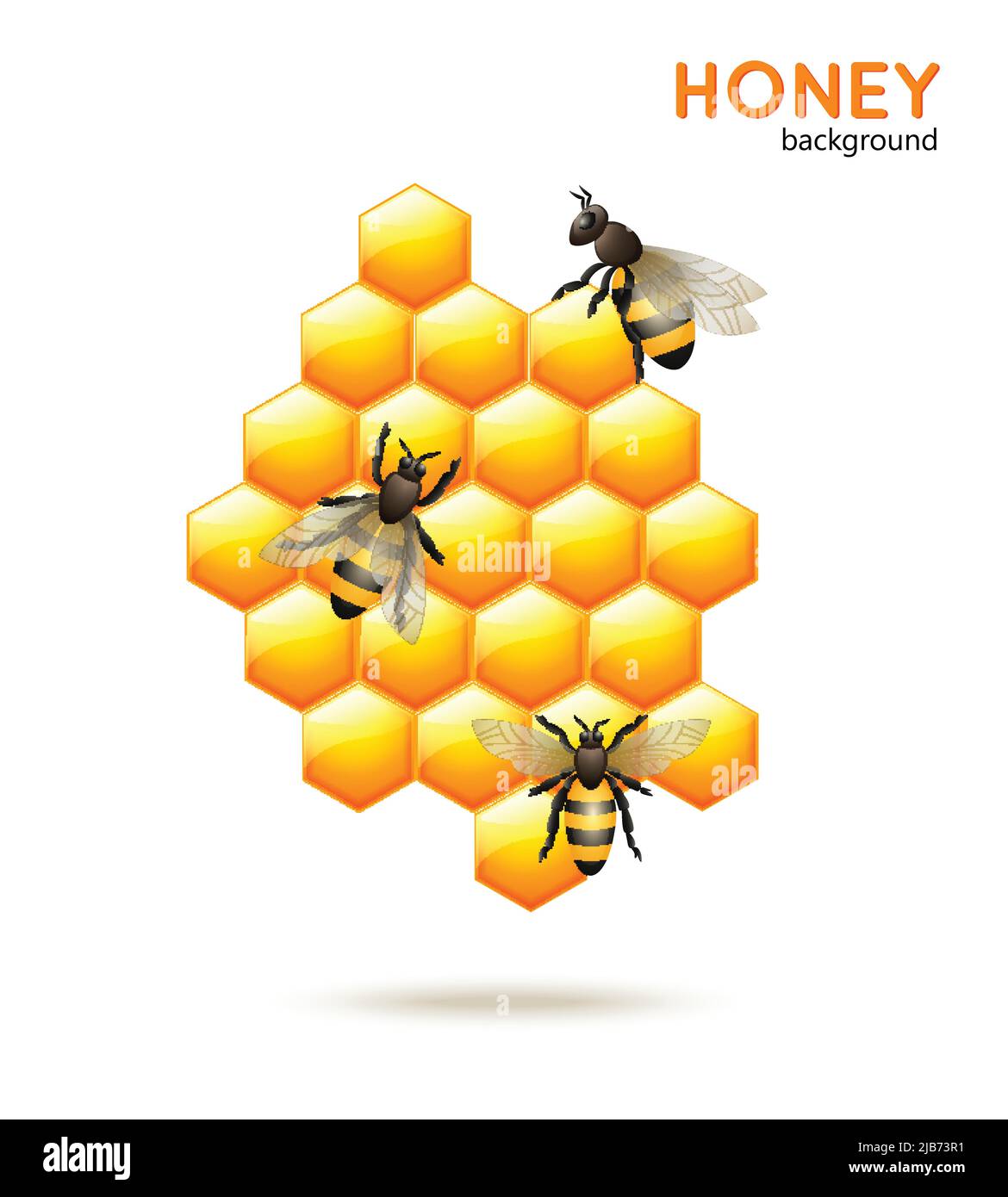 Sweet honey comb with bees workers background vector illustration Stock ...