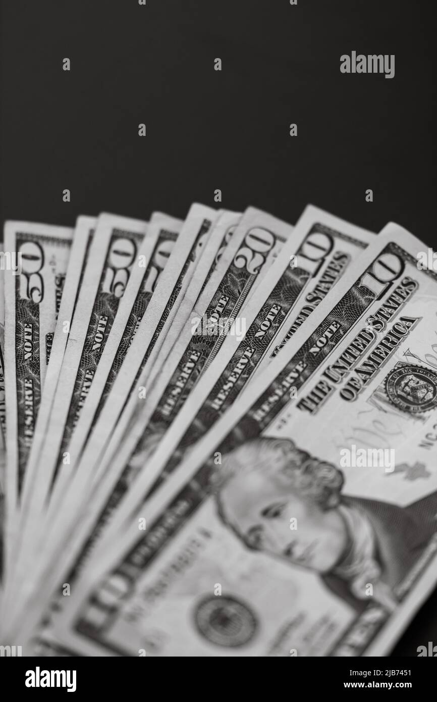 Money black and white. Detail of money Stock Photo - Alamy