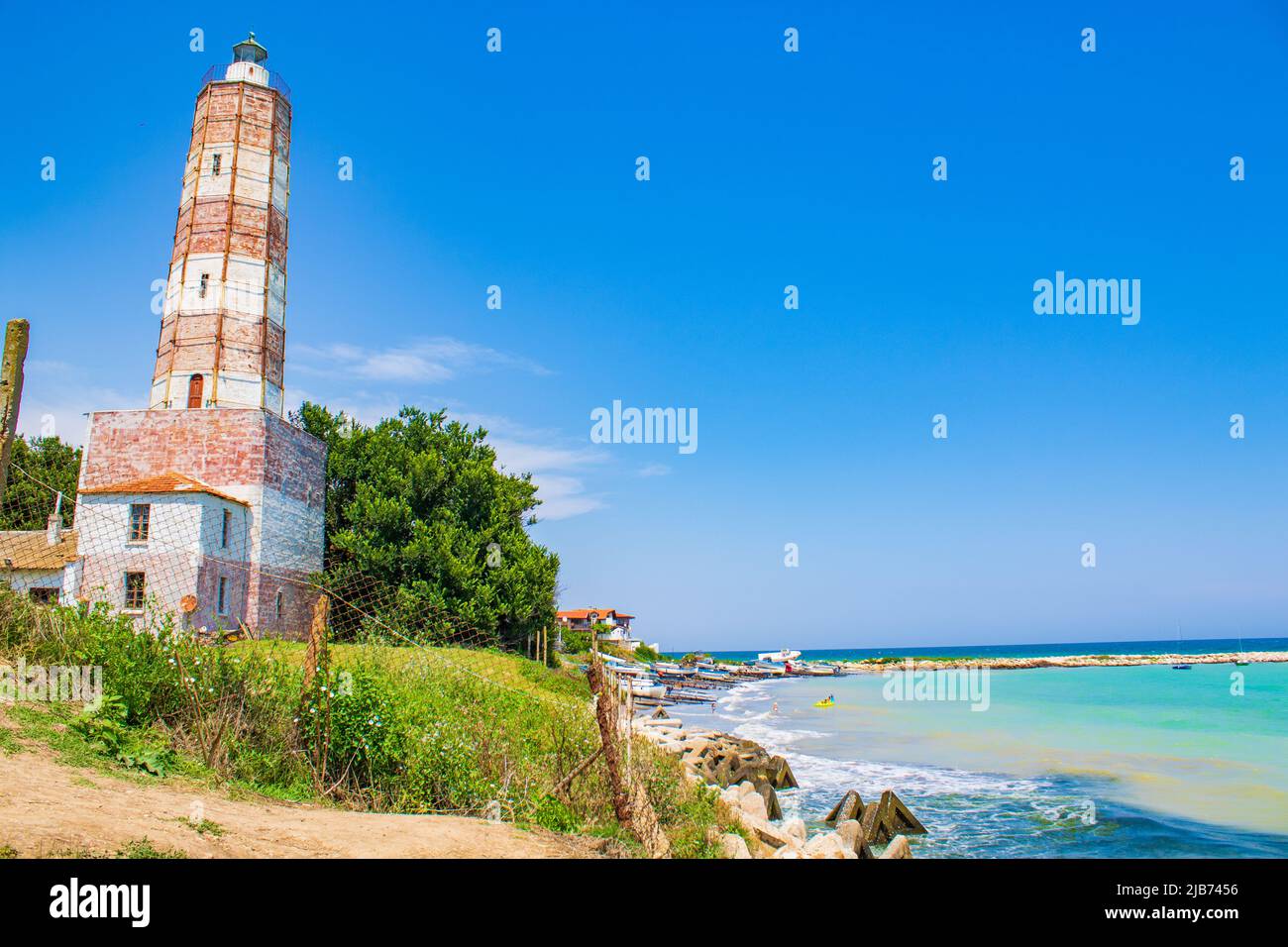 Shabla Lighthouse at Black Sea coast,Shabla is a town and seaside ...