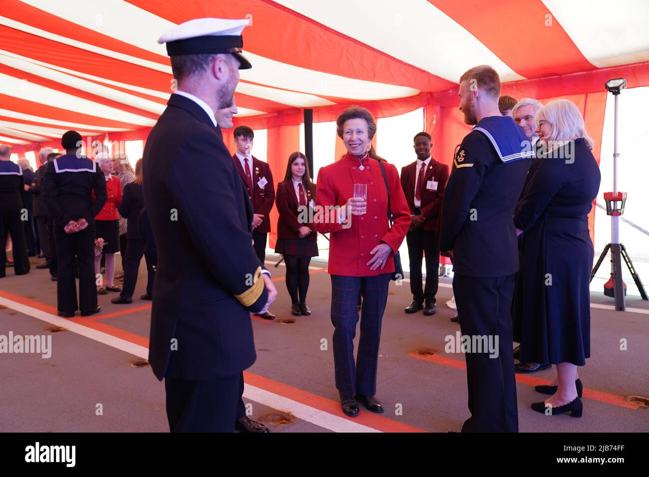 The Princess Royal during her visit to HMS Albion in Edinburgh, as ...