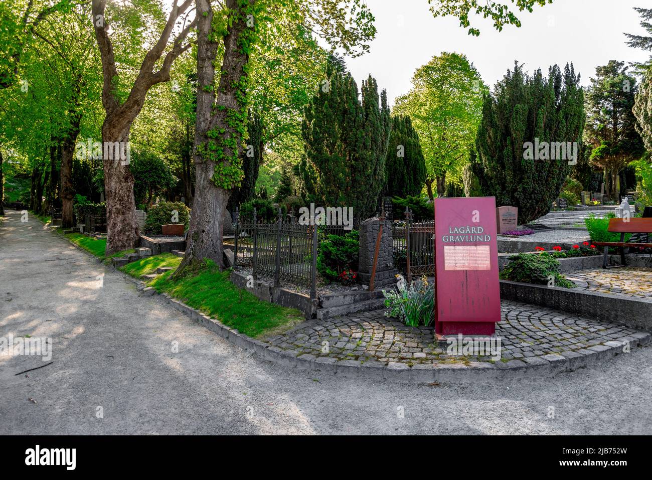 Lagard burial ground in spring, an old cemetery in Stavanger city ...