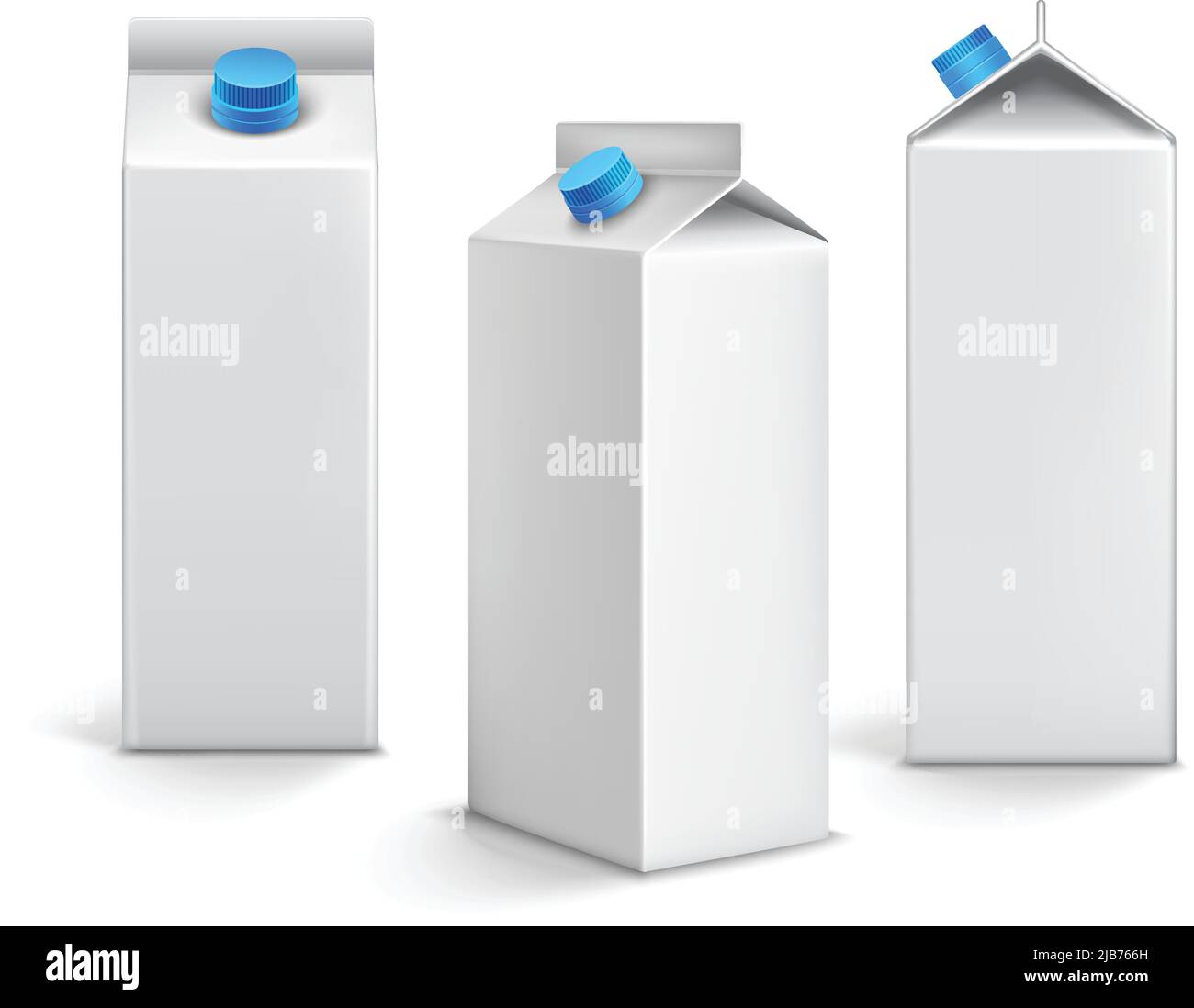 Juice milk blank white carton boxes packages 3d isolated icons vector ...