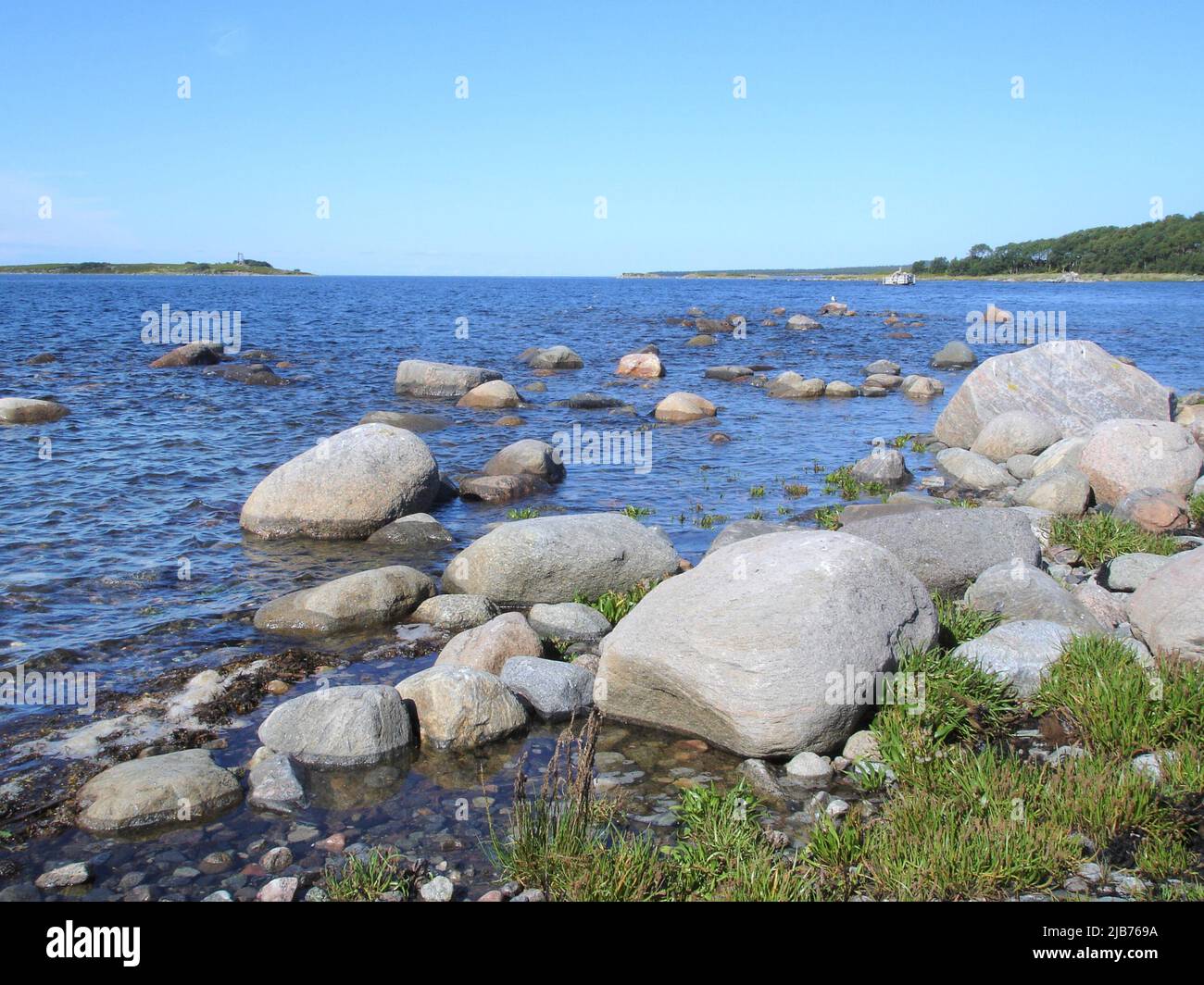 Large boulders on the shore of the North Sea. A calm landscape of a ...