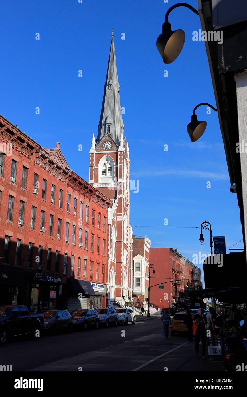Manhattan Avenue with St Anthony of Padua Church in background ...