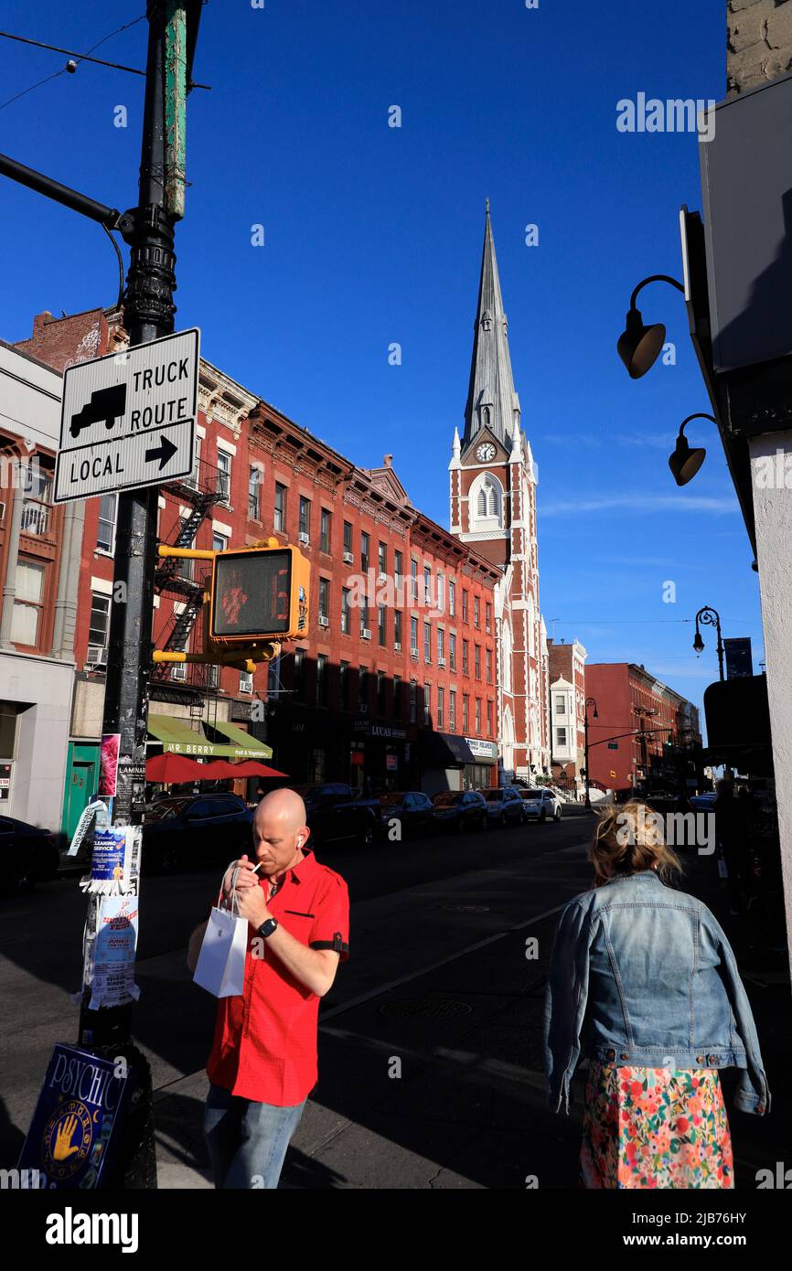 Manhattan Avenue with St Anthony of Padua Church in background ...