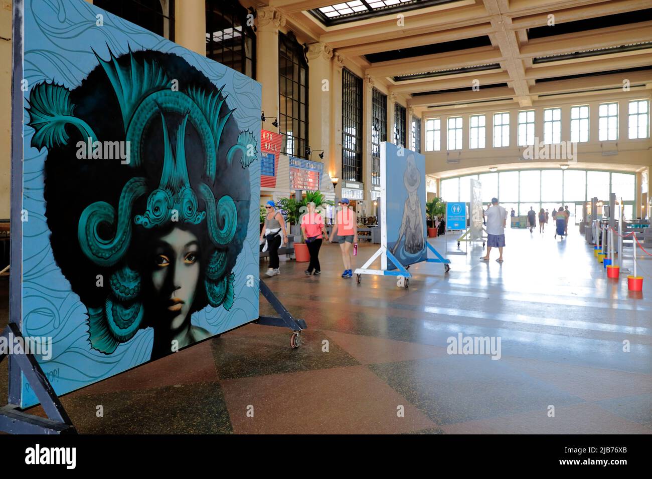 The interior view of the Convention Hall on Asbury Park beach boardwalk ...