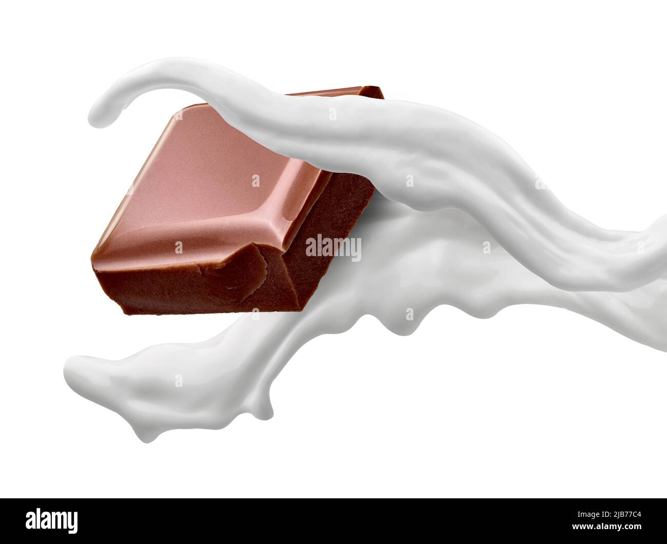 chocolate piece milk splash flow Stock Photo - Alamy