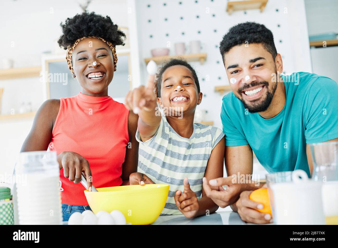 family child kitchen food daughter mother father cooking preparing ...