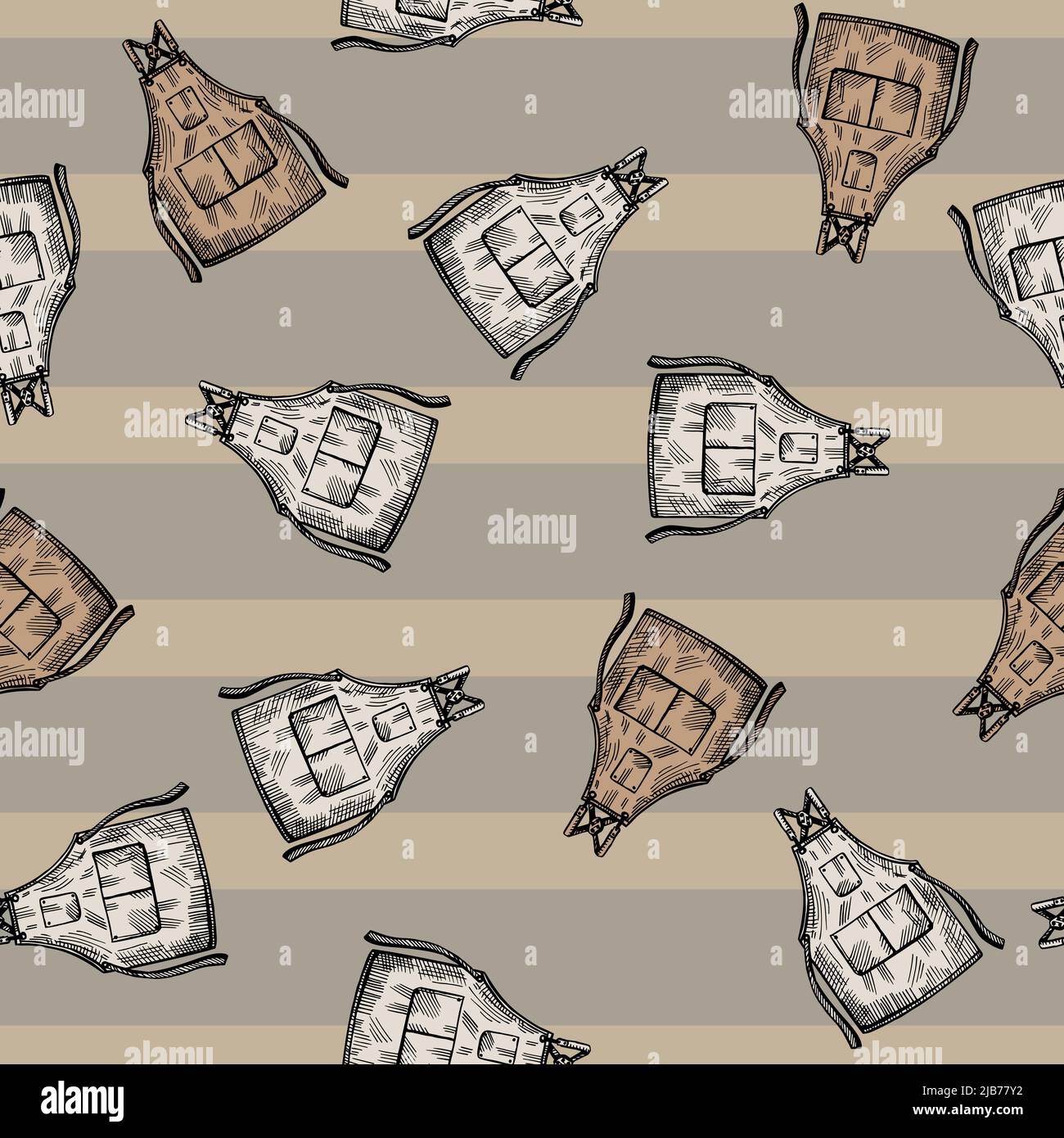 Aprons engraved seamless pattern. Vintage background for kitchen in ...