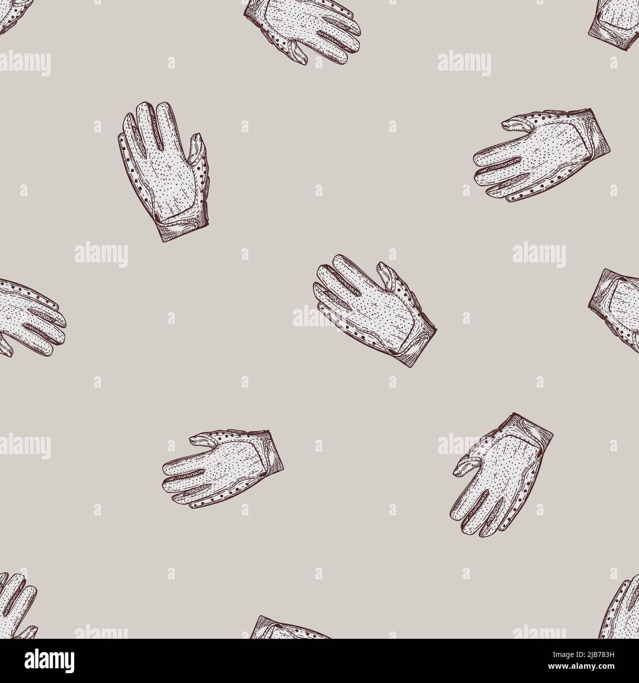 Football gloves seamless pattern engraving. Vintage sport background in ...