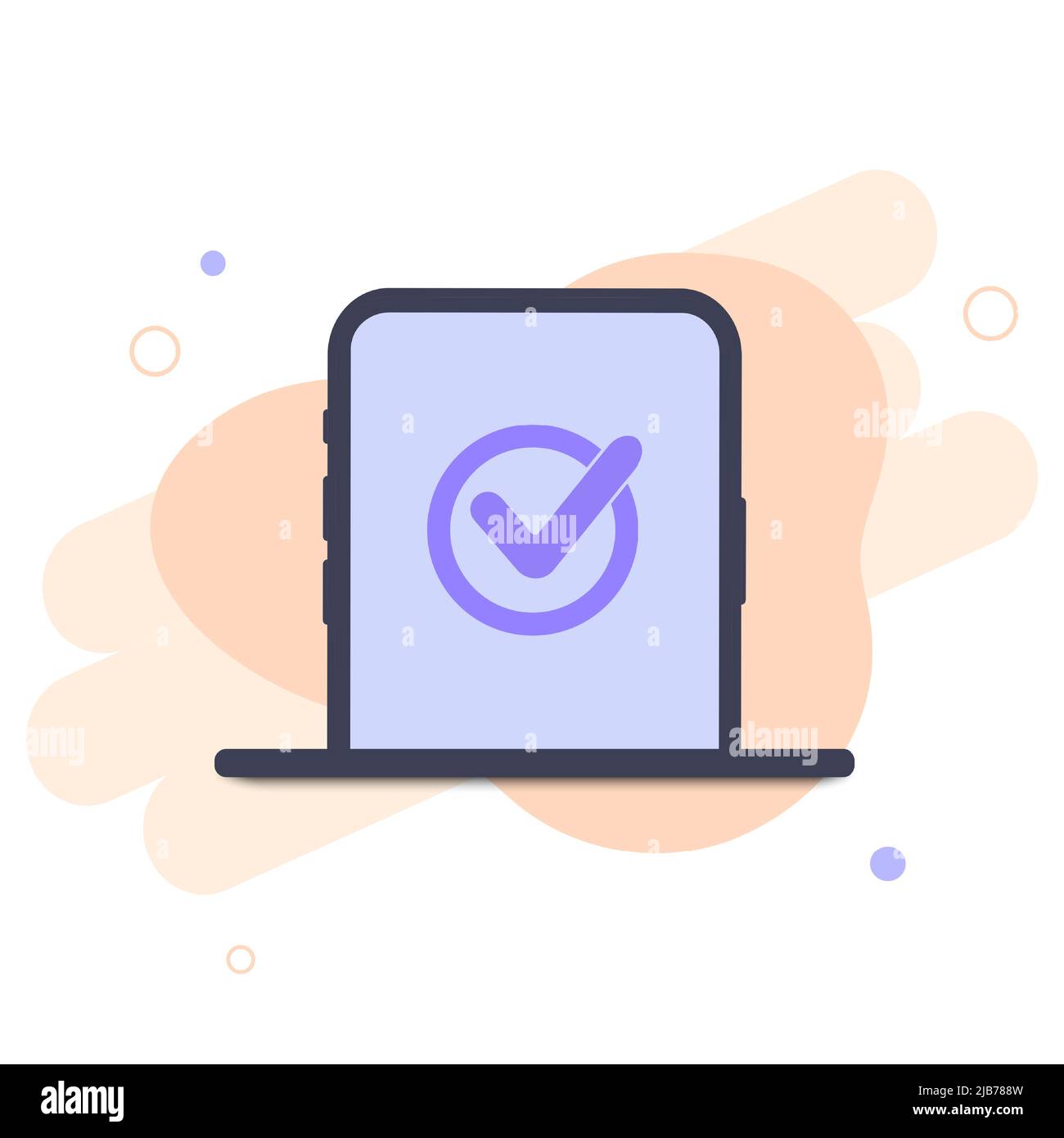 Check mark on smartphone screen. Done, all steps or processes have been ...
