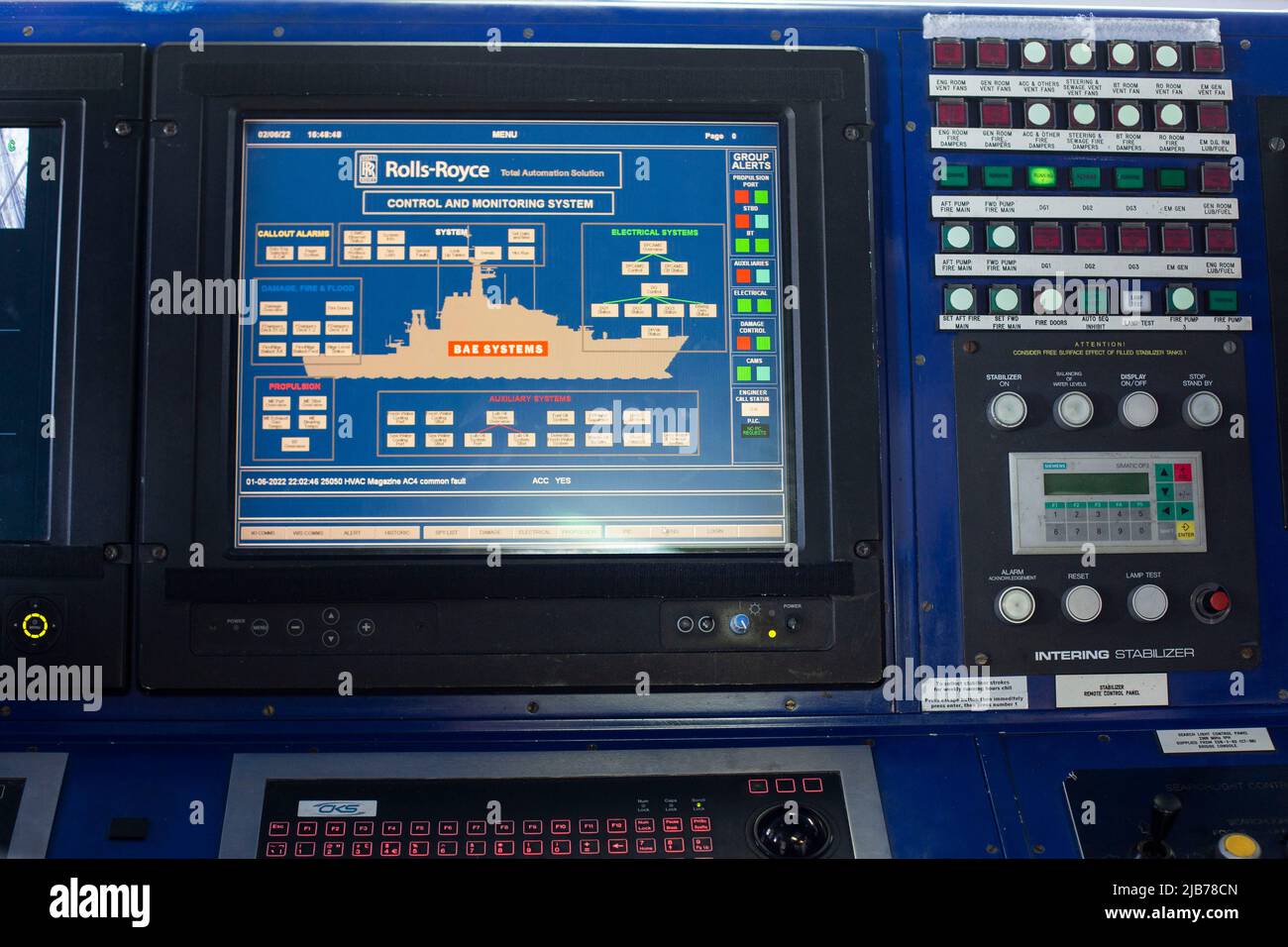 The Rolls Royce control and monitoring system aboard UK Navy ship, HMS ...
