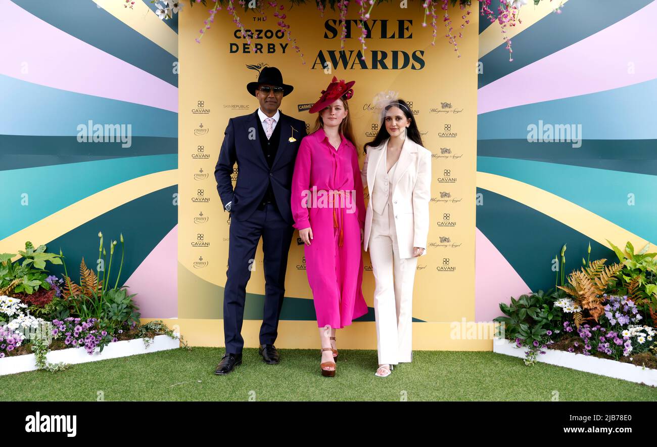 Cara Lahnstein (centre) poses for photographers after winning the Cazoo ...