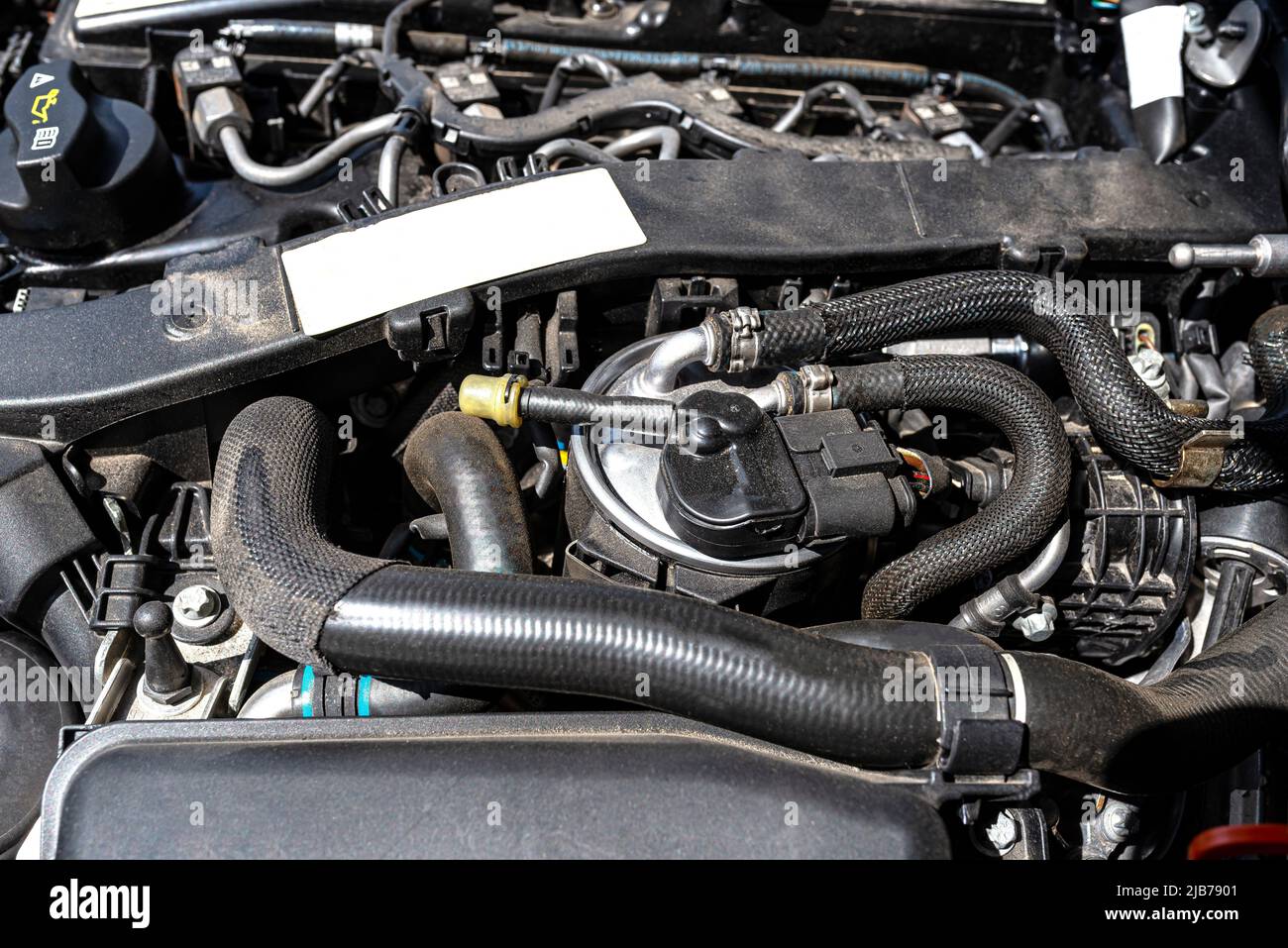 New fuel filter installed on a modern diesel car in the engine ...